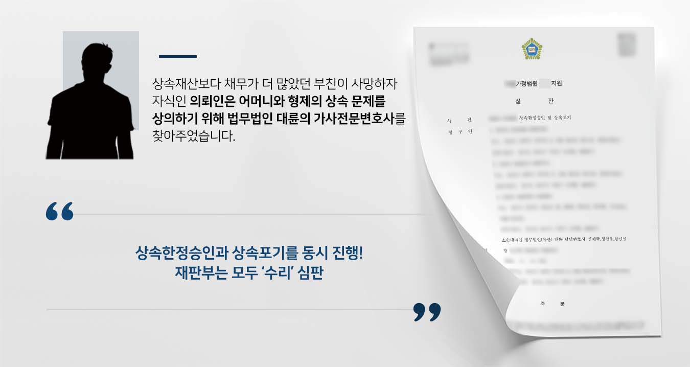 상속한정승인 및 상속포기 심판 수리 한정승인 및 상속포기 동시 진행하여 모두 수리 대륜
